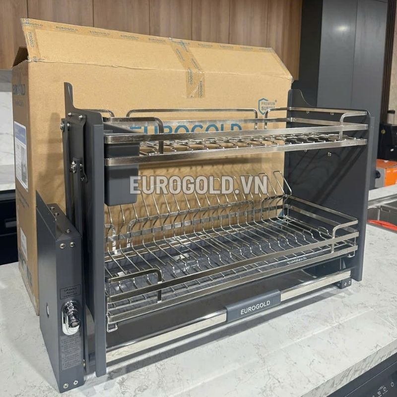 Giá bát đĩa nâng hạ inox 304 khung màu ghi EVI180G (EVI980G) - Eurogold ...